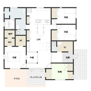 間取り4LDKの平屋に住みたい！コの字や長方形、30坪等8つの間取り例 - お家のいろは